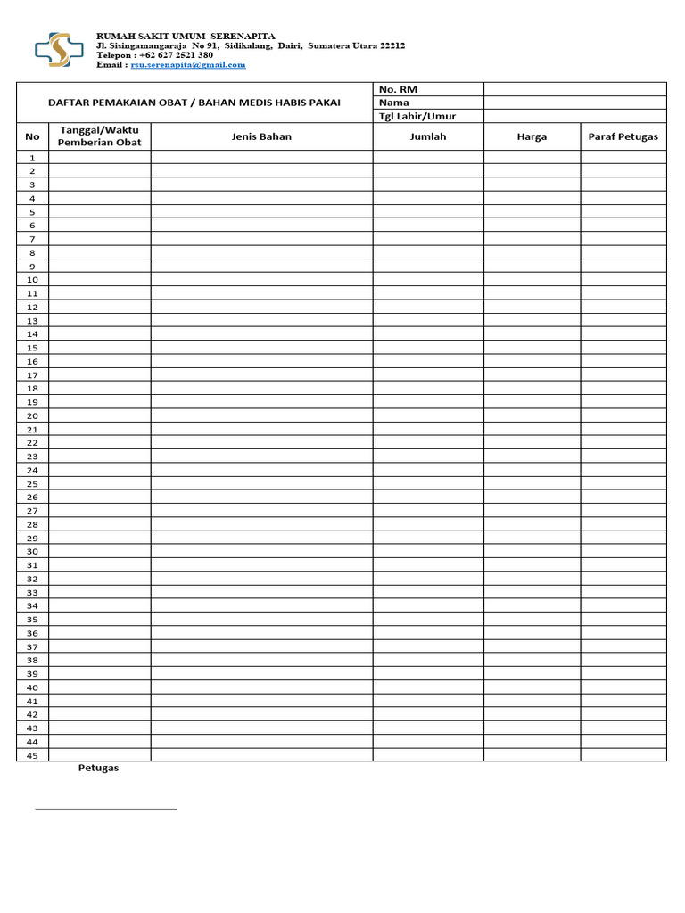 Daftar Pemakaian Obat Ranap | PDF