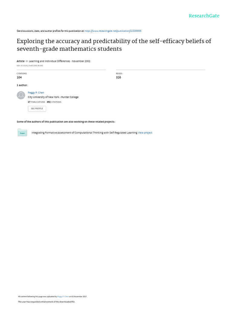 Jurnal Exploring The Accuracy and Predictability of The Self Efficacy ...