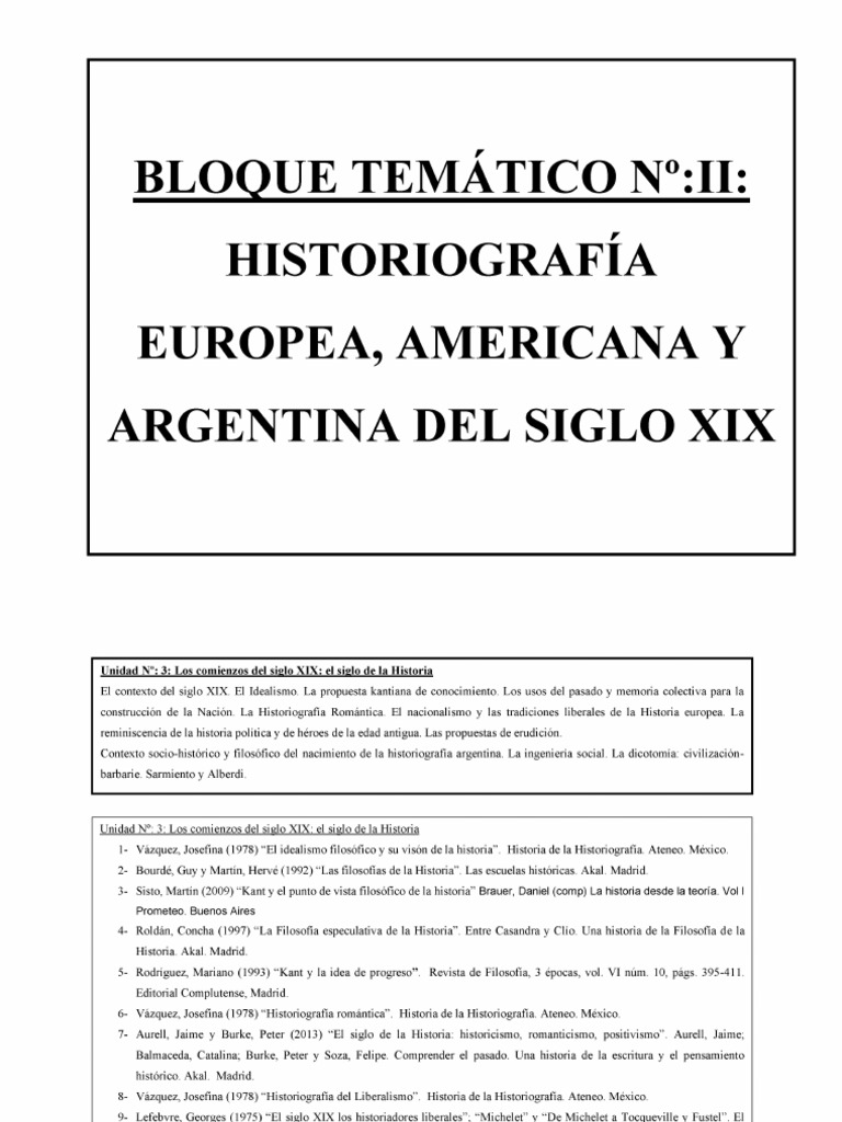 Bloque II Unidad N 3 Los comienzos del siglo XIX el siglo de la Historia- 2024 | PDF