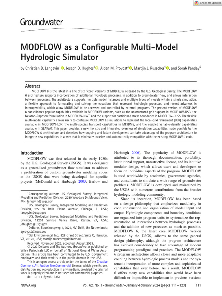 Groundwater - 2023 - Langevin - MODFLOW As A Configurable Multi Model ...