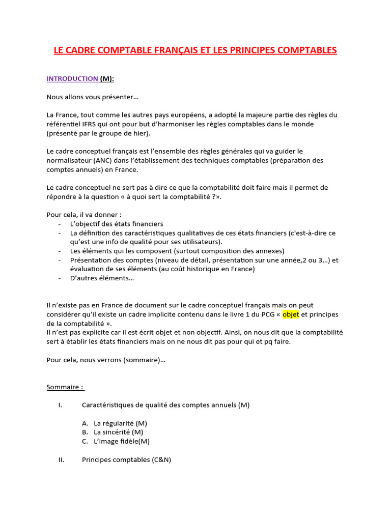 Cadre et principes comptables français | PDF | Comptabilité | Business