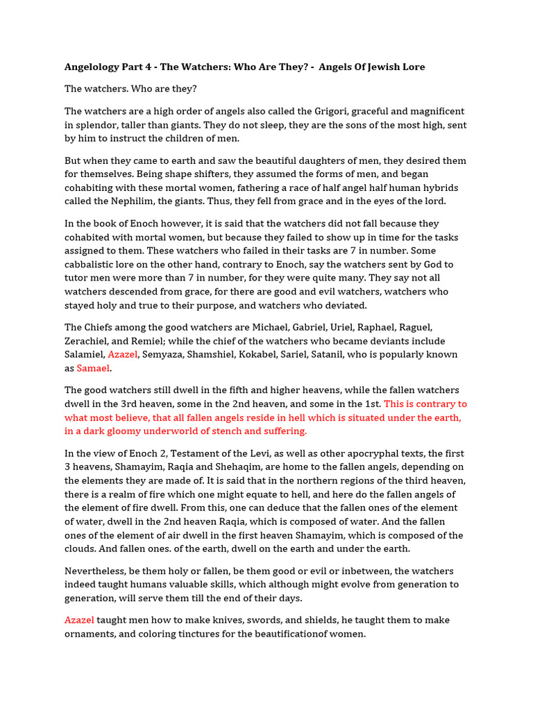 Angelology Part 4 | PDF | Watcher (Angel) | Fallen Angels