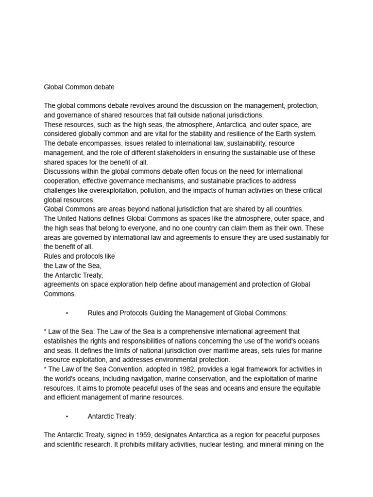 Global Commons Management and Protection | PDF | Sustainability ...