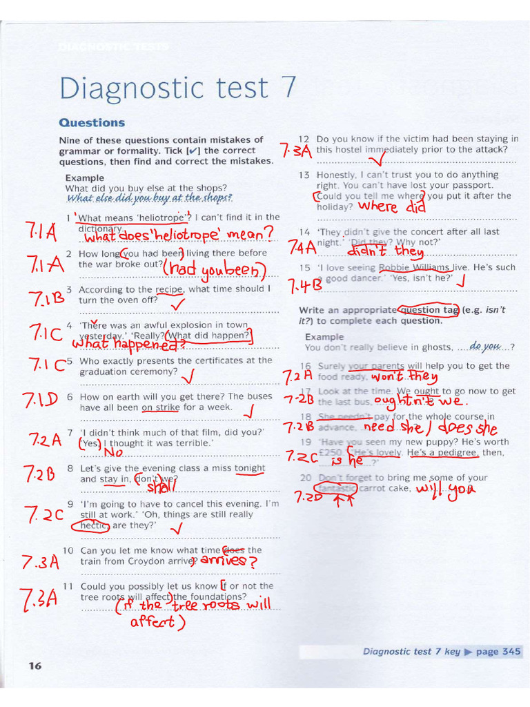 Diagnostic Test 7 Answers (Oct-15) (Sat.) | PDF