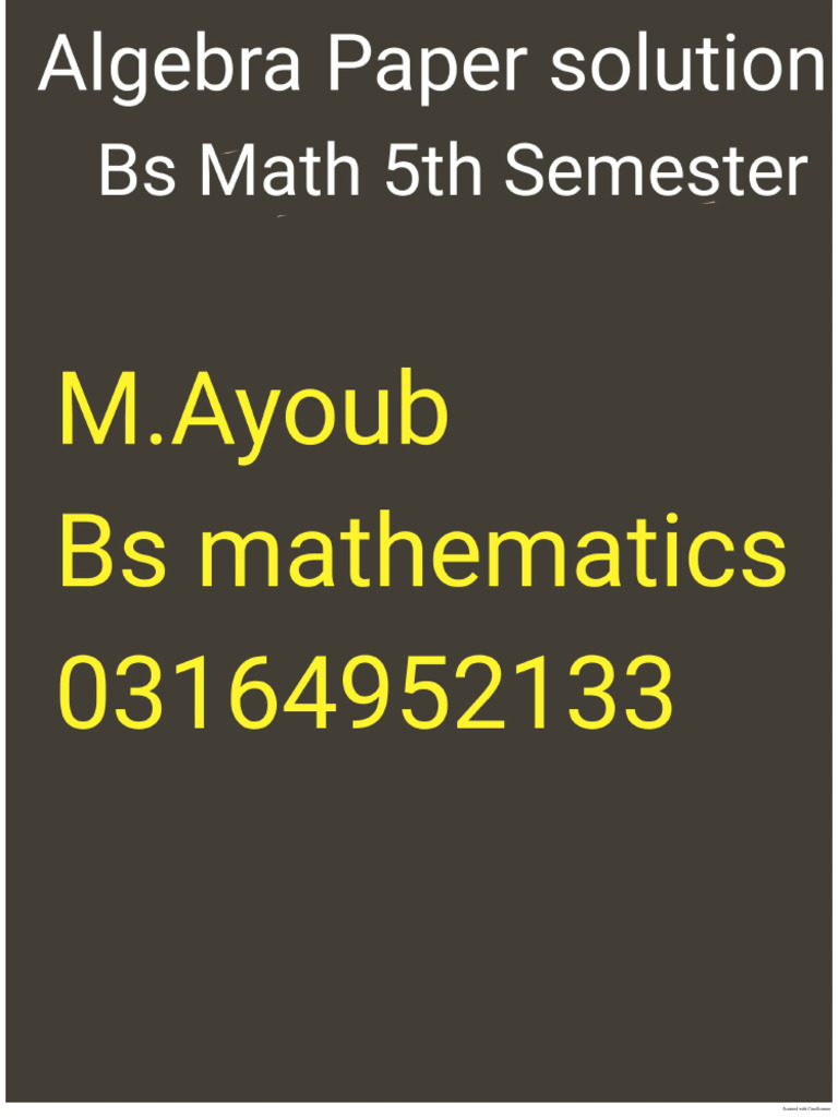 Algebra Paper Solution M.ayoub | PDF | Mathematics