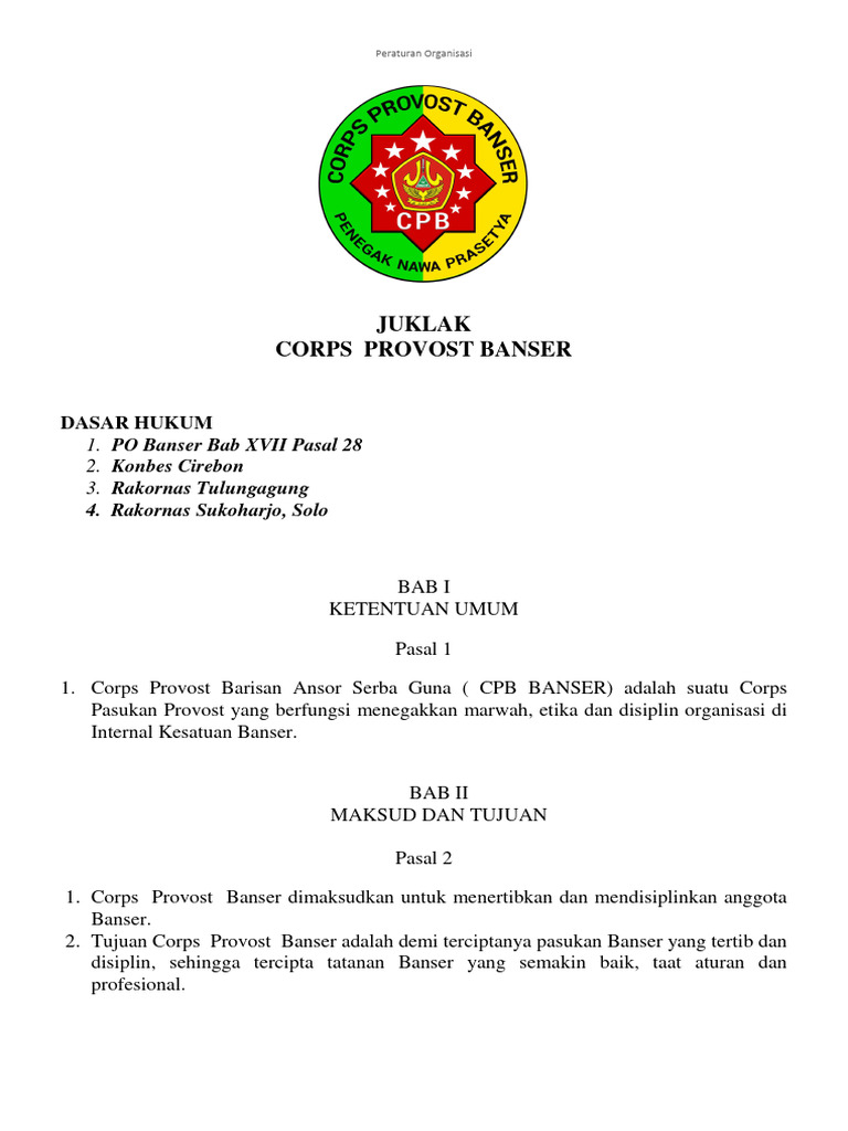 Juklak Corps Provost Banser 2023 | PDF