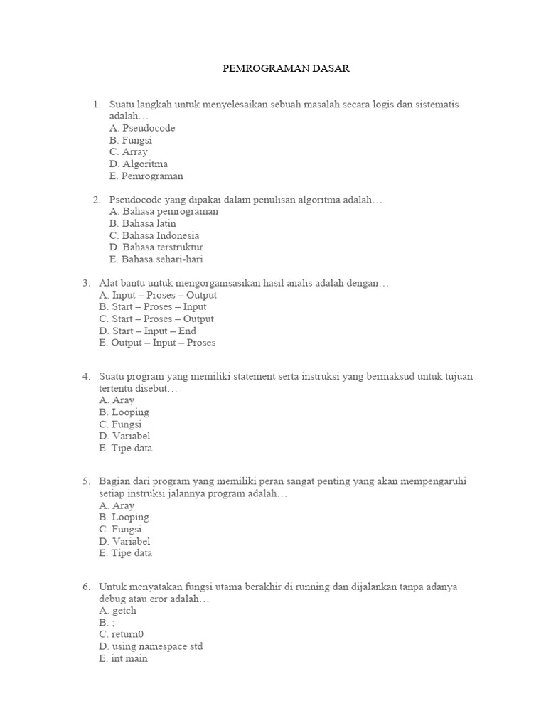Panduan Pemrograman Dasar C++ | PDF | Metode & Bahan Ajar | Teknologi ...