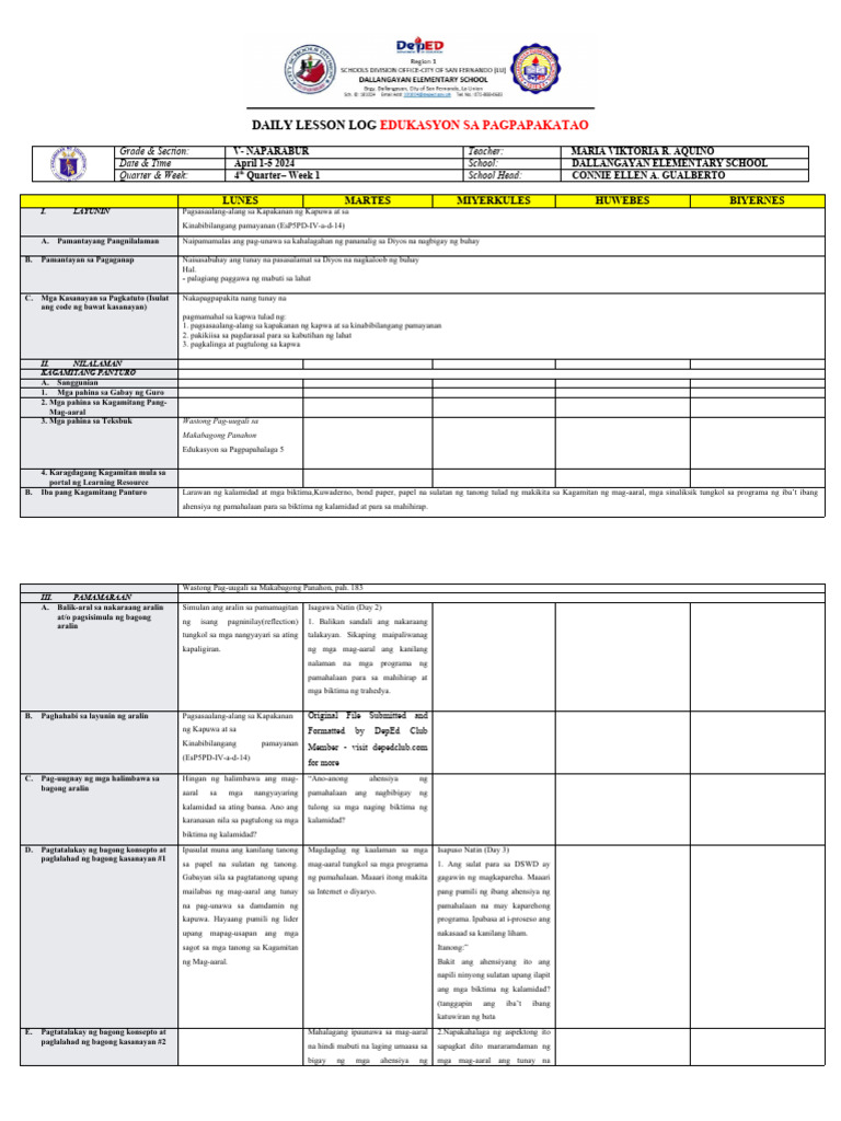 DLL - Esp 5 - Q4 - W1 | PDF