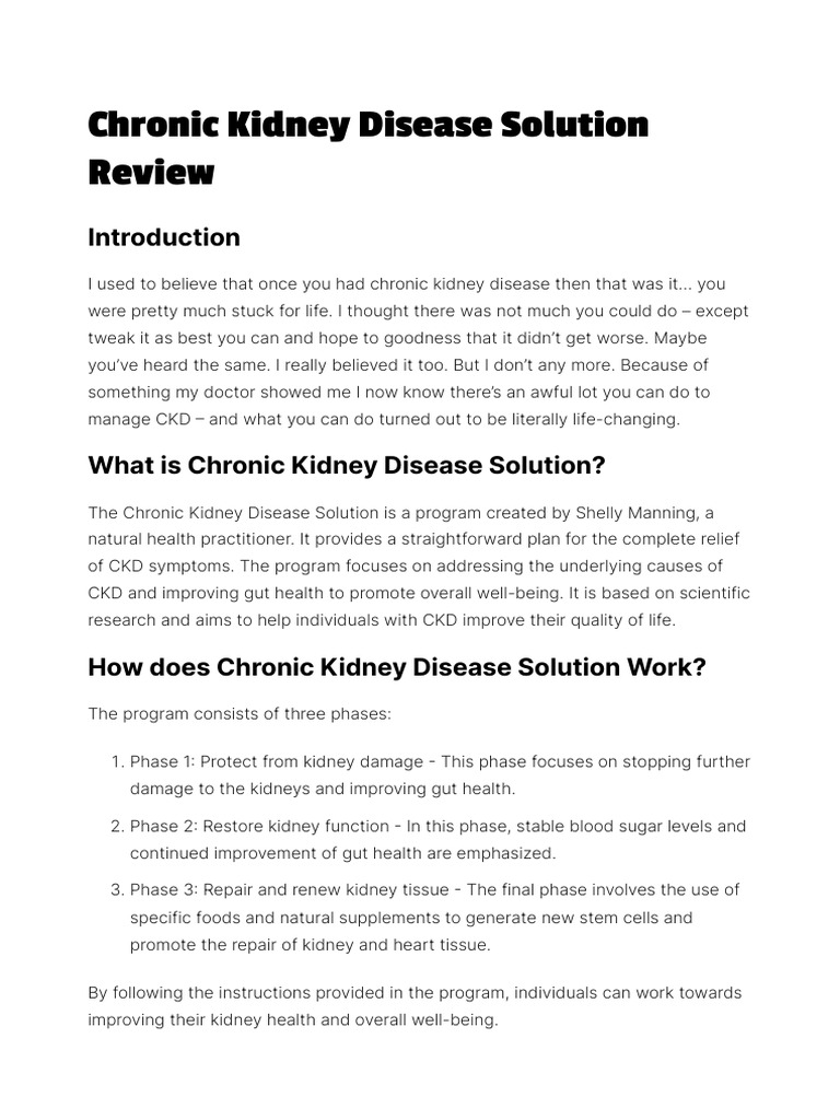 Chronic Kidney Disease Solution Review | PDF | Chronic Kidney Disease ...