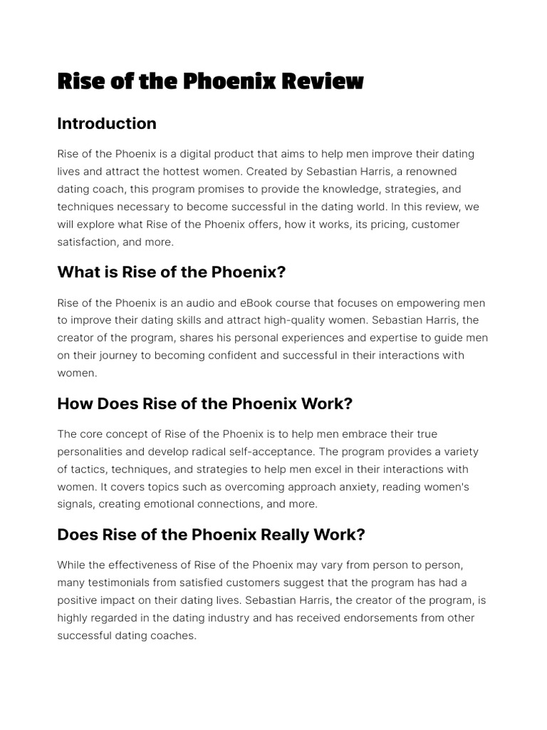 Rise of the Phoenix: Men's Dating Guide | PDF | Pricing | Human ...