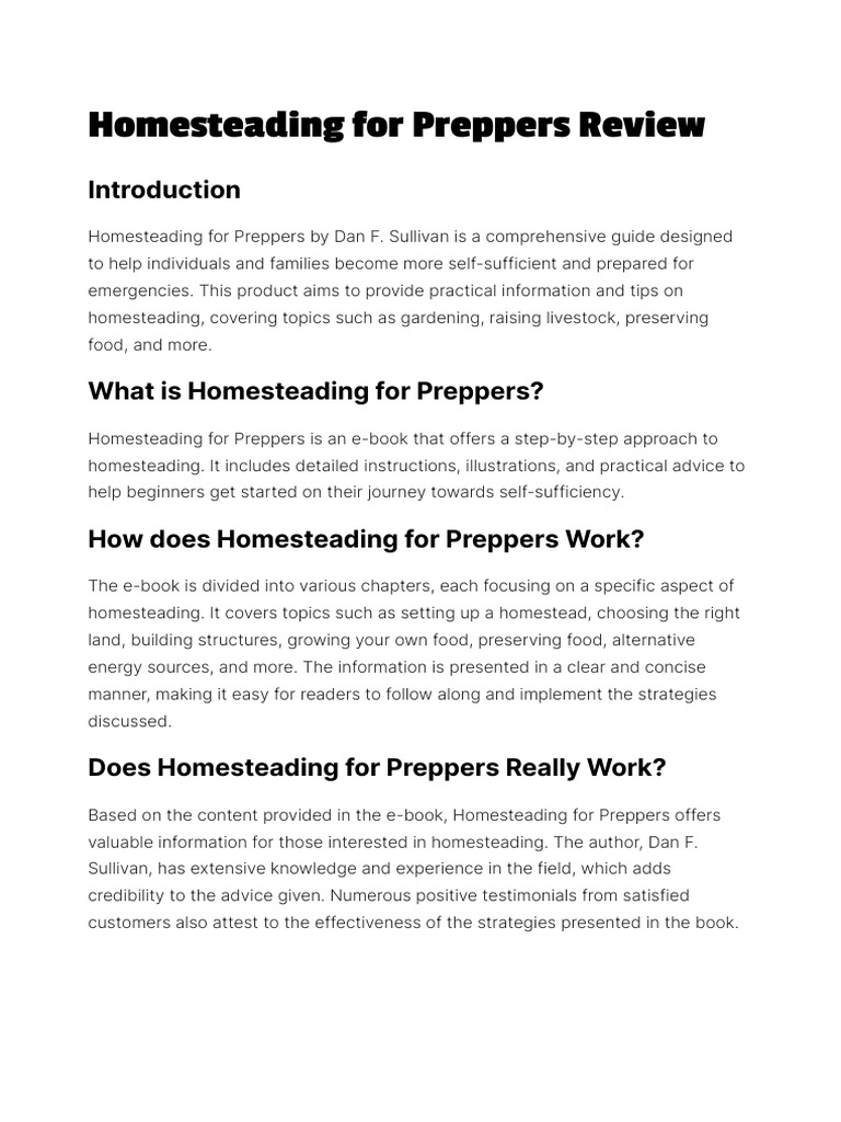 Homesteading For Preppers Review | PDF | Survivalism | Pricing