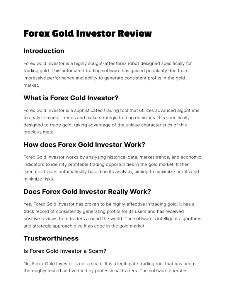 Forex Gold Investor Review | PDF | Algorithmic Trading | Foreign ...