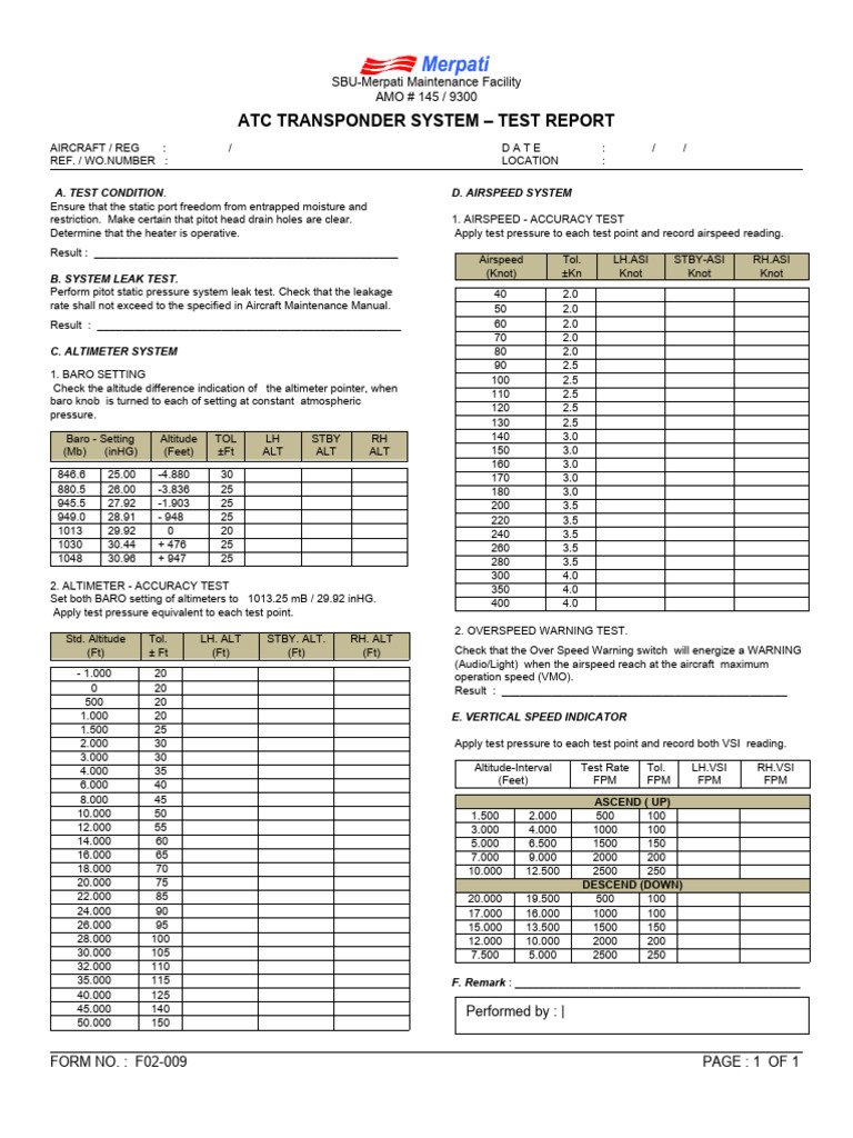 ATC Transponder Test Report | PDF | Airspeed | Aircraft