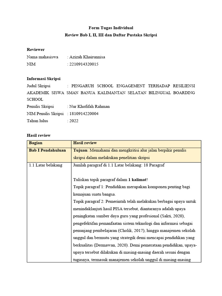 Template Form Tugas UAS Individual | PDF