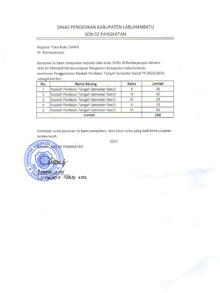 Naskah Ujian SDN 02 Pangkatan | PDF