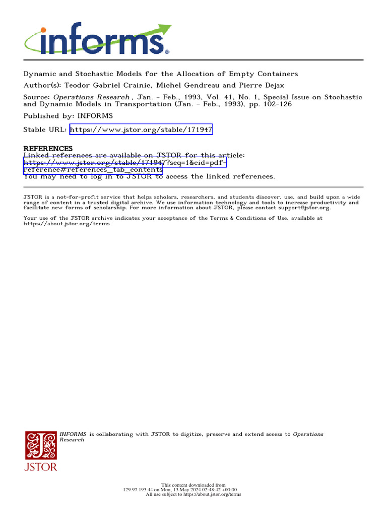 Container Allocation Models in Shipping | PDF | Transport | System