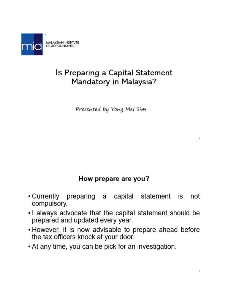 MIA Capital Statement | PDF | Expense | Taxes