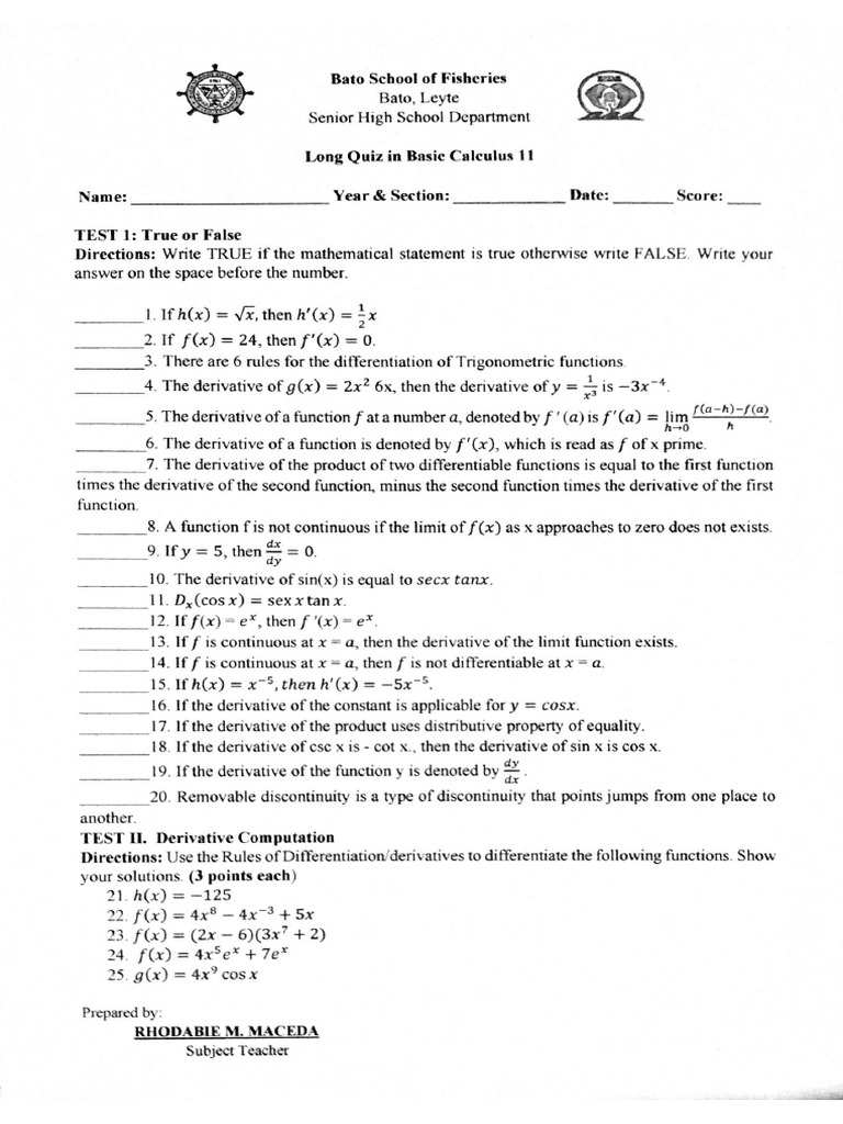 Long Test Is Bas Cal | PDF