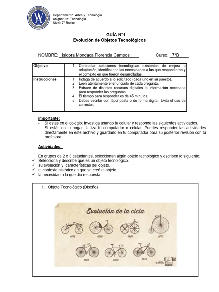 Guía #1 Tecnología 7° Básico | PDF | Tecnología