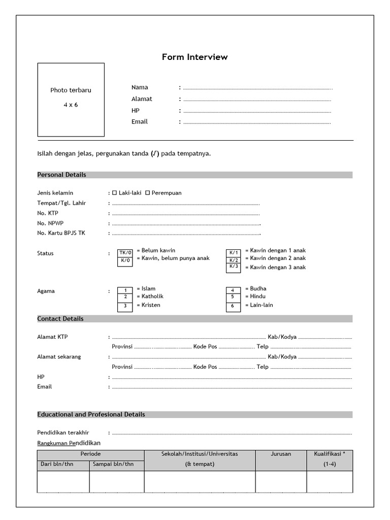 Form Interview | PDF