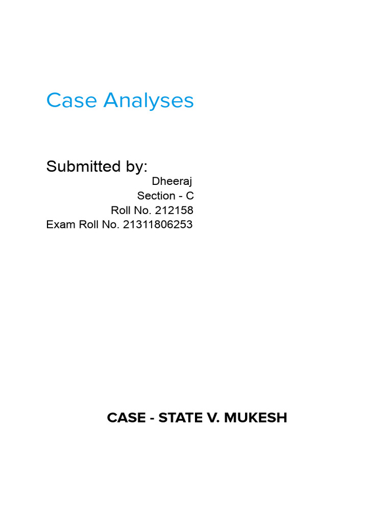 Case Analysis For Internal Assessment | PDF | Self Defense | Evaluation