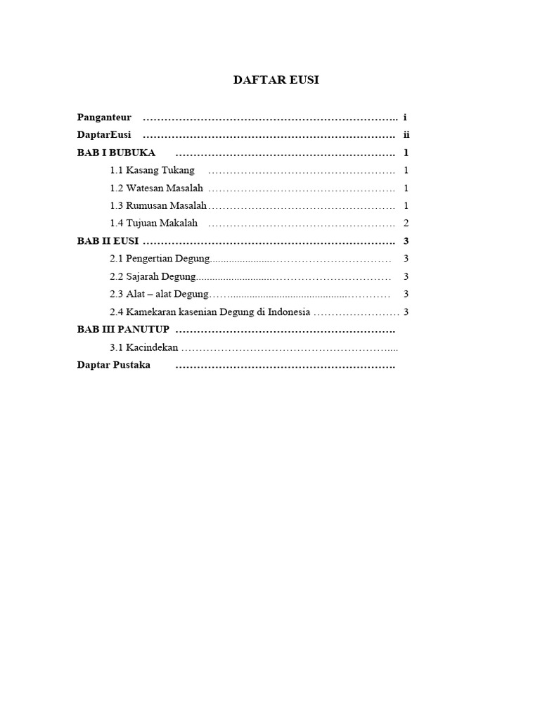 Pangateur, Daptar Eusi, Bubuka | PDF