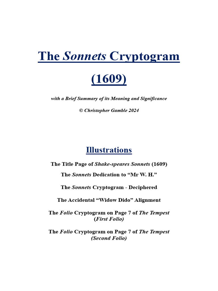 Decoding Shakespeare's Sonnets Cryptogram | PDF | Classics