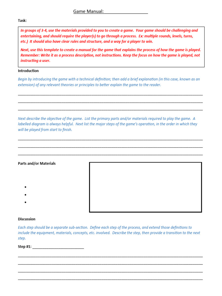 Blank Game Manual Template | Download Free PDF | Human Communication ...