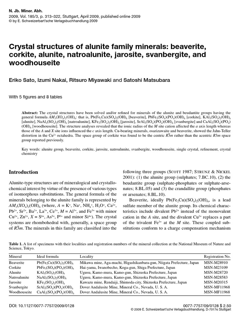 Crystal Structures of Alunite Family Minerals Beaverite | PDF | Crystal Structure | Materials ...