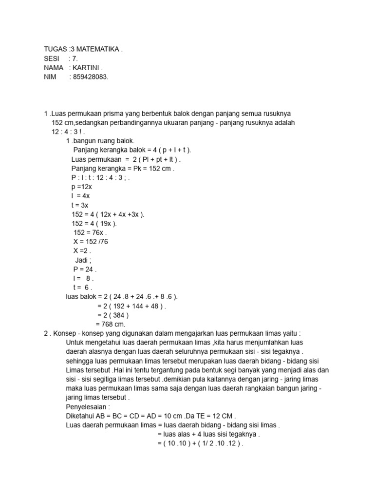 Tugas - 3 Matematika | PDF