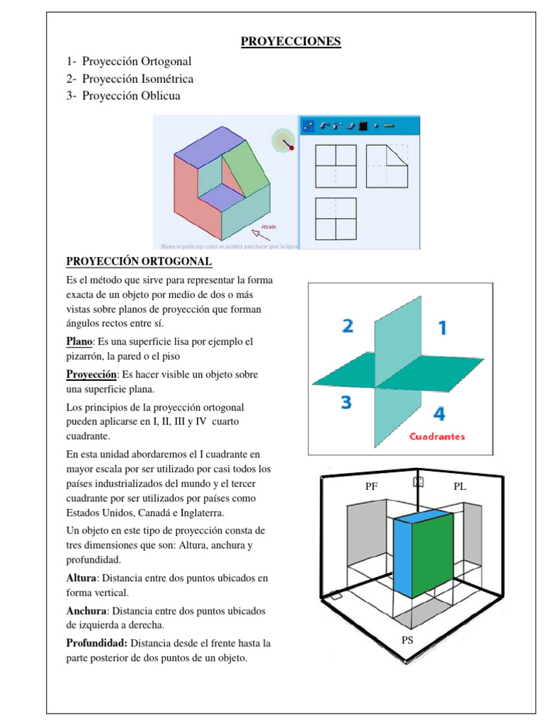 Proyección Ortogonal y Vistas Técnicas | PDF | Geometría