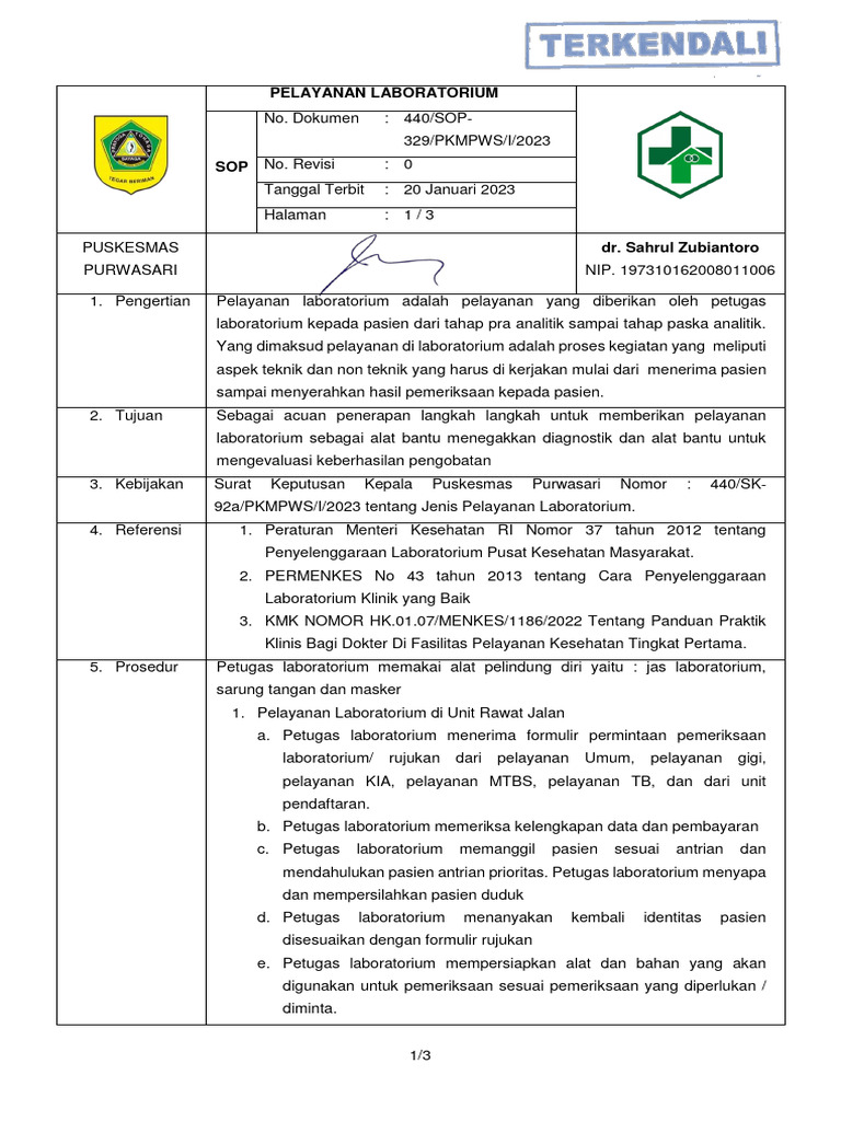 C1. Pelayanan Laboratorium | PDF