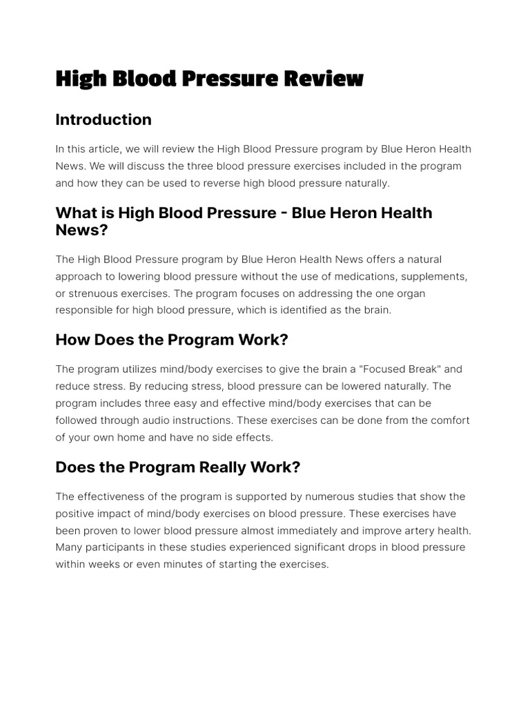 High Blood Pressure Review | PDF | Hypertension | Blood Pressure