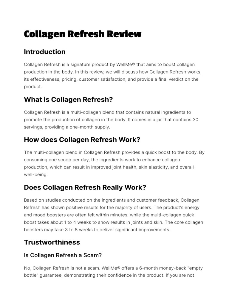Collagen Refresh Review | PDF | Lifestyle