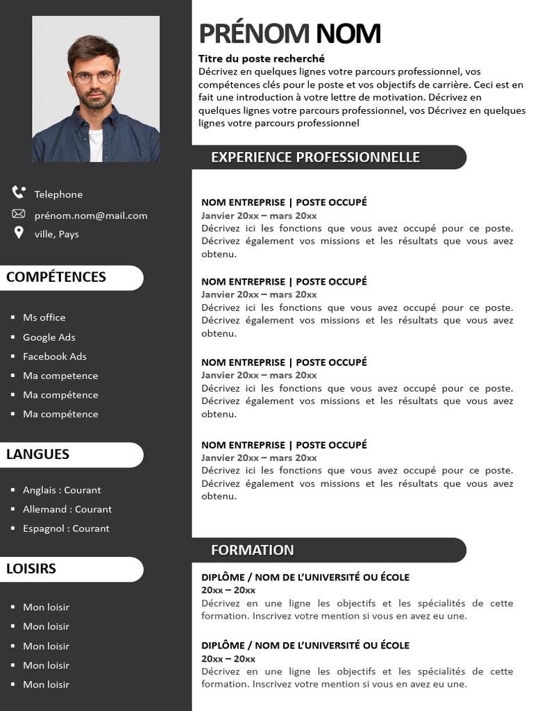 Modèle de CV Infographique PowerPoint | PDF | Évolution de carrière
