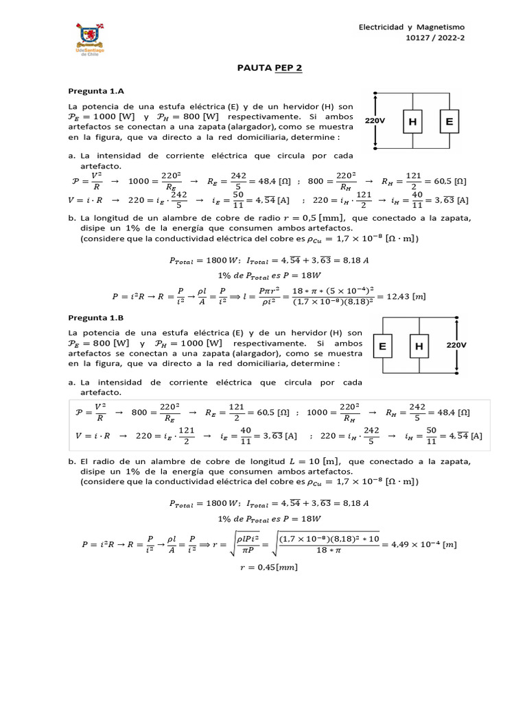 Pauta PEP2, Electromagnetismo | PDF | Condensador | Metrología