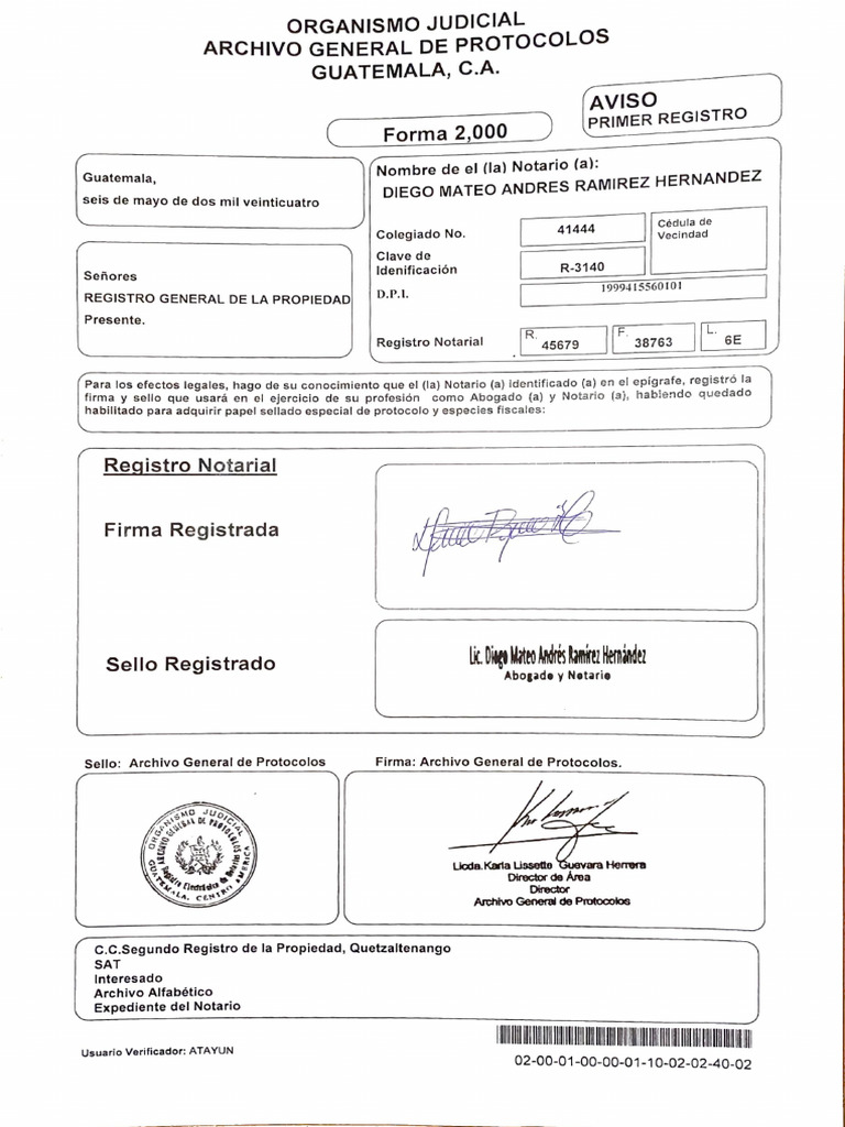 Aviso REGISTRO FIRMA Y SELLO | PDF | Ley común | Derecho Civil (Common Law)