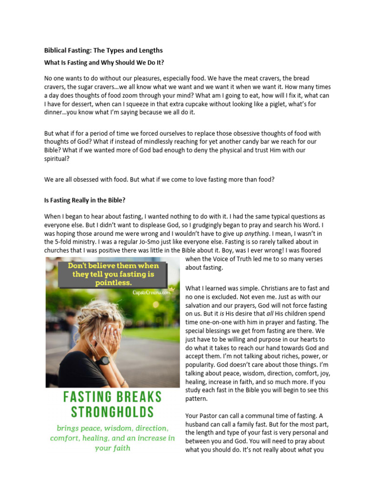 Biblical Fasting The Types Lengths | PDF | Prayer | God