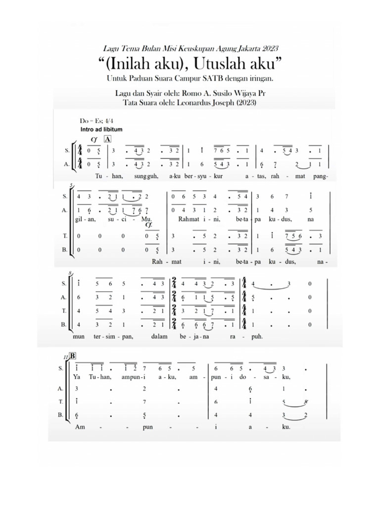 Inilah Aku, Utuslah Aku (SATB) | PDF