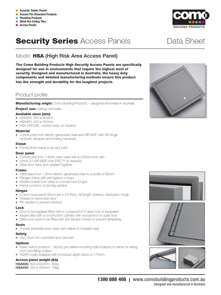 Como Secure Access series - HSA - High Risk Data Sheet | PDF