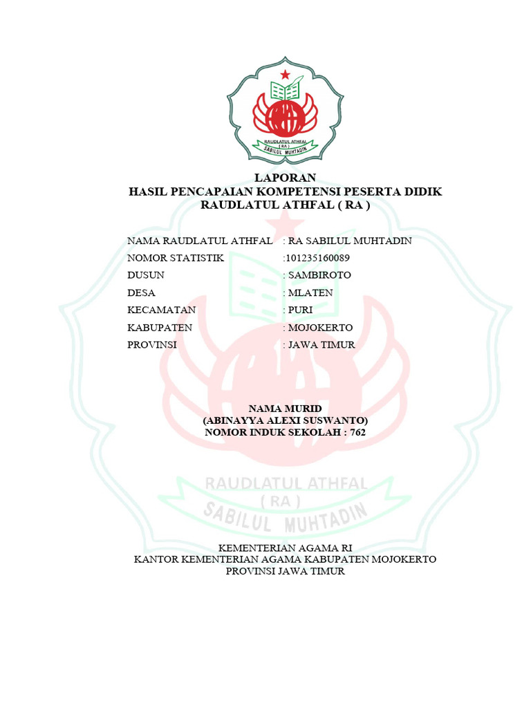 Format Raport Kumer Ra Sabilul Muhtadin 2023-2024 | PDF
