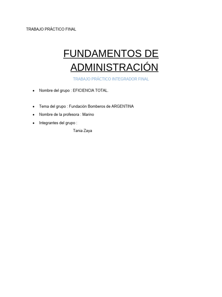 TP INTEGRADOR FINAL ( ZAYA) | Descargar gratis PDF | Planificación | Business