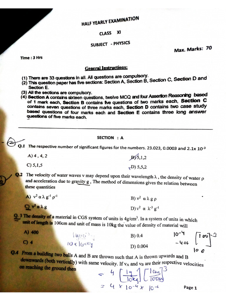 Physics Half Yearly | PDF