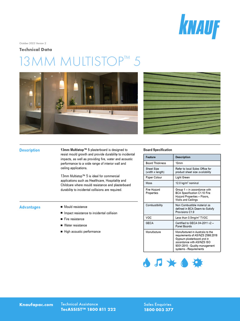 KNA-001 - MultiStop 5 13mm PDS | PDF | Drywall | Volatile Organic Compound