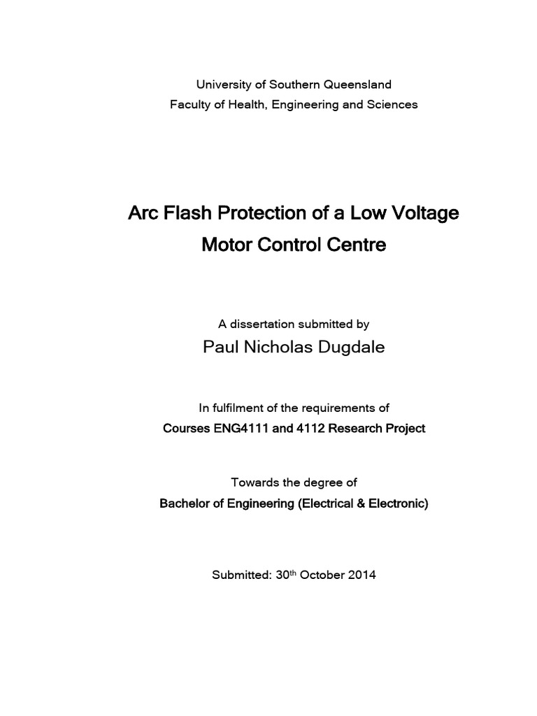 Arc Flash Protection of A Low Voltage Motor Control Centre | PDF ...