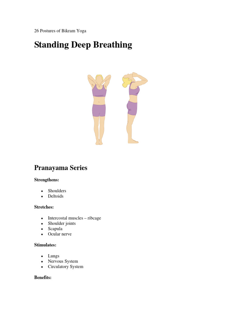 26 Postures of Bikram Yoga | PDF | Abdomen | Breathing