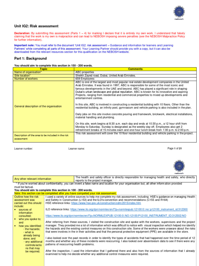 IG2 - Risk Assesment - Sample 03 | PDF | Volatile Organic Compound ...