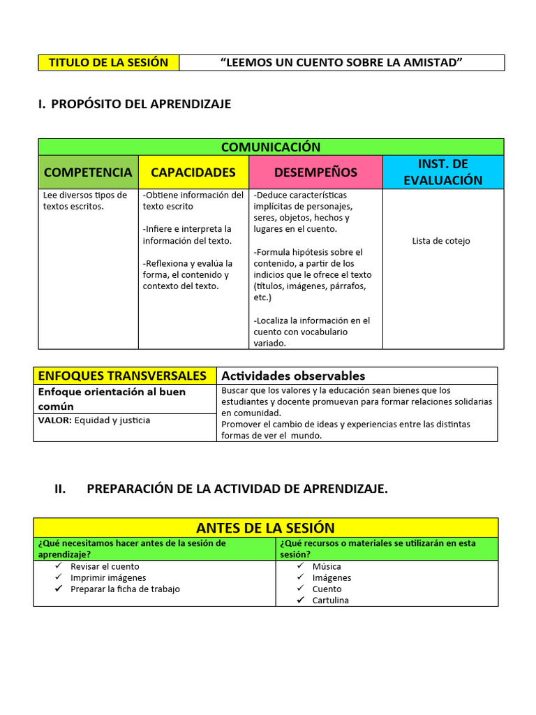 Leemos Un Cuento Sobre La Amistad Actividad Pdf Aprendizaje