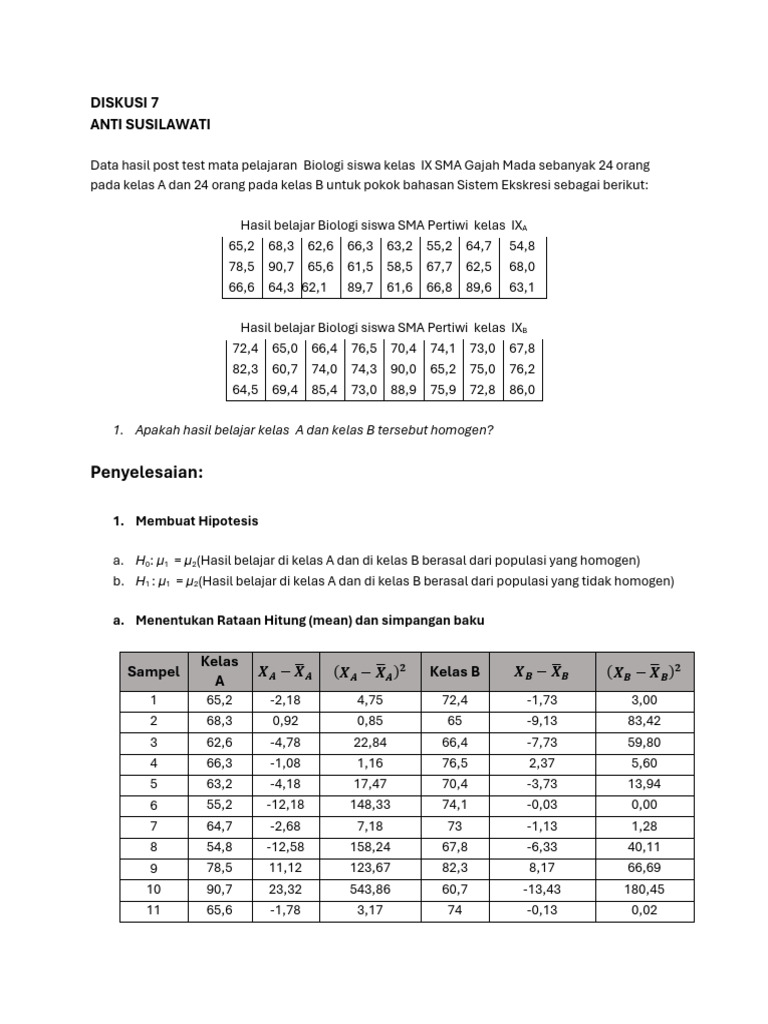 Hasil Belajar Biologi Kelas IX Homogen | PDF