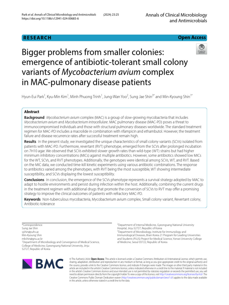 Bigger problems from smaller colonies emergence of antibiotic-tolerant ...